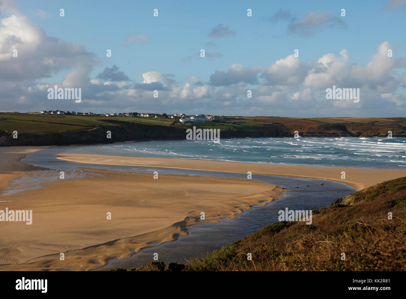 NEWQUAY, CORNWALL, UK - NOVEMBER 28, 2017: Unstable blustery weather ...