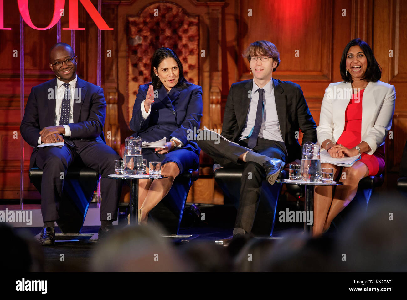 Conservative MPs Sam Gyimah, Priti Patel and Suella Fernandes along ...