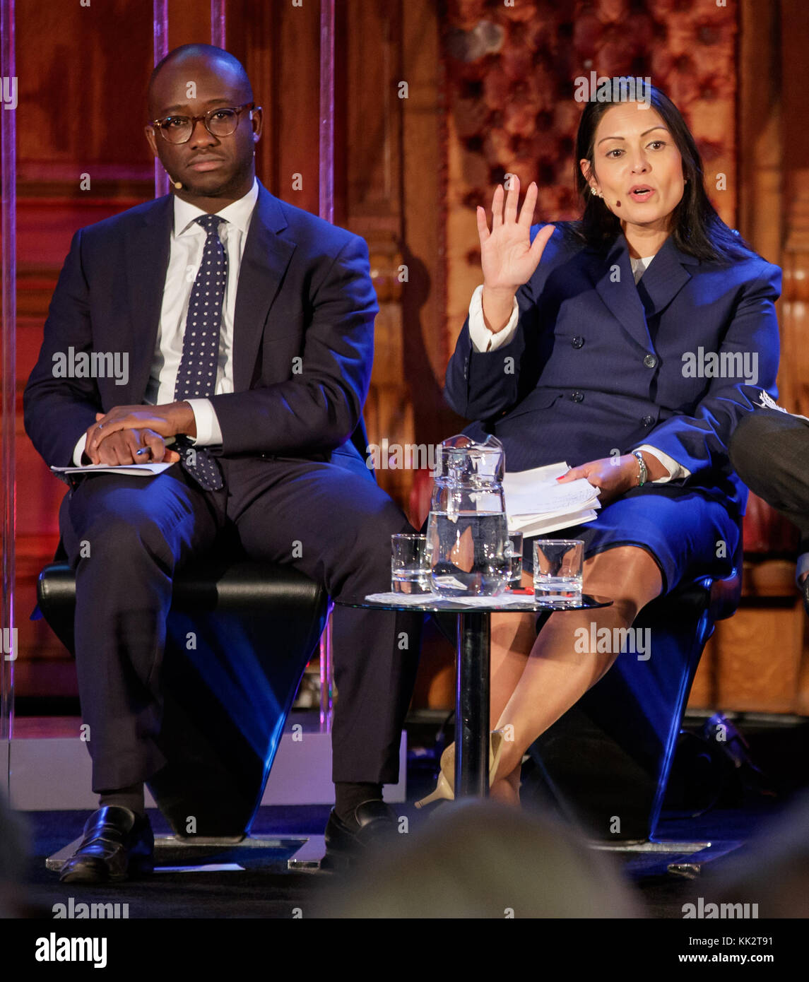 Conservative MPs Sam Gyimah and Priti Patel during a panel discussion ...