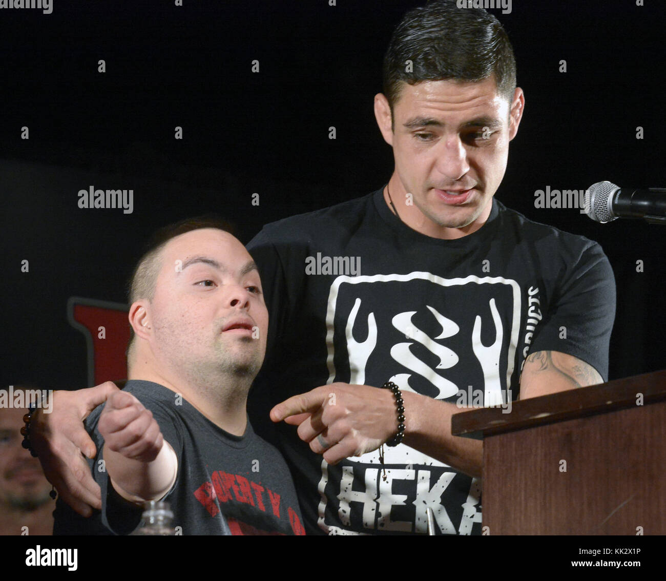 U.S. 28th Nov, 2017. SPORTS -- Isaac ''Shermanator'' Marquez, left ...