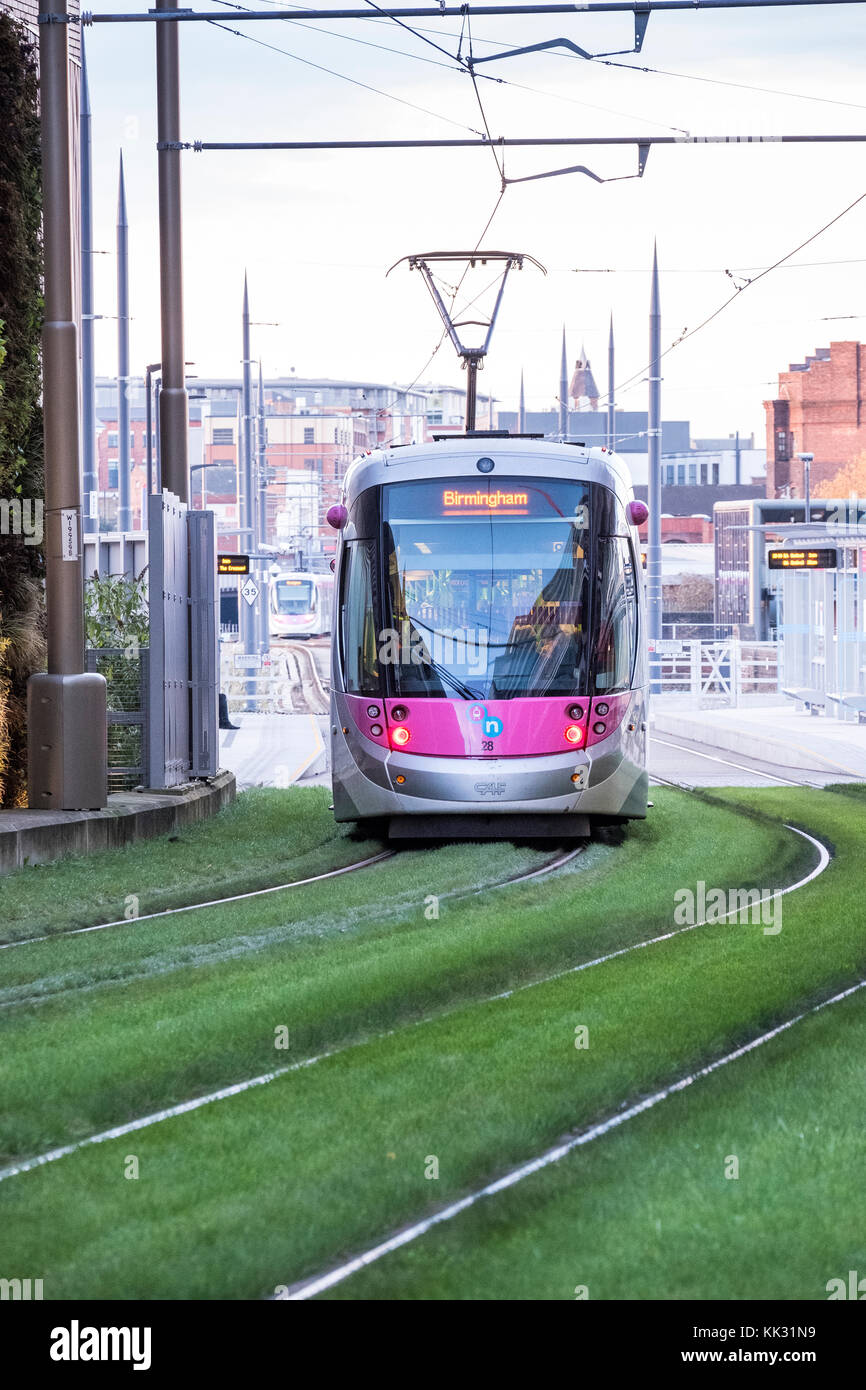 Birmingham tram line and commercial buildings at Snow Hill Stock Photo ...