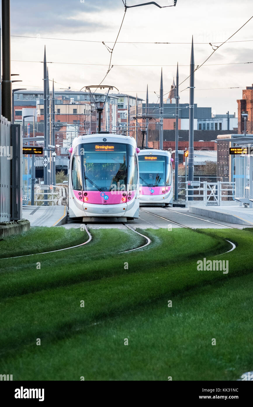 Birmingham tram line and commercial buildings at Snow Hill Stock Photo ...