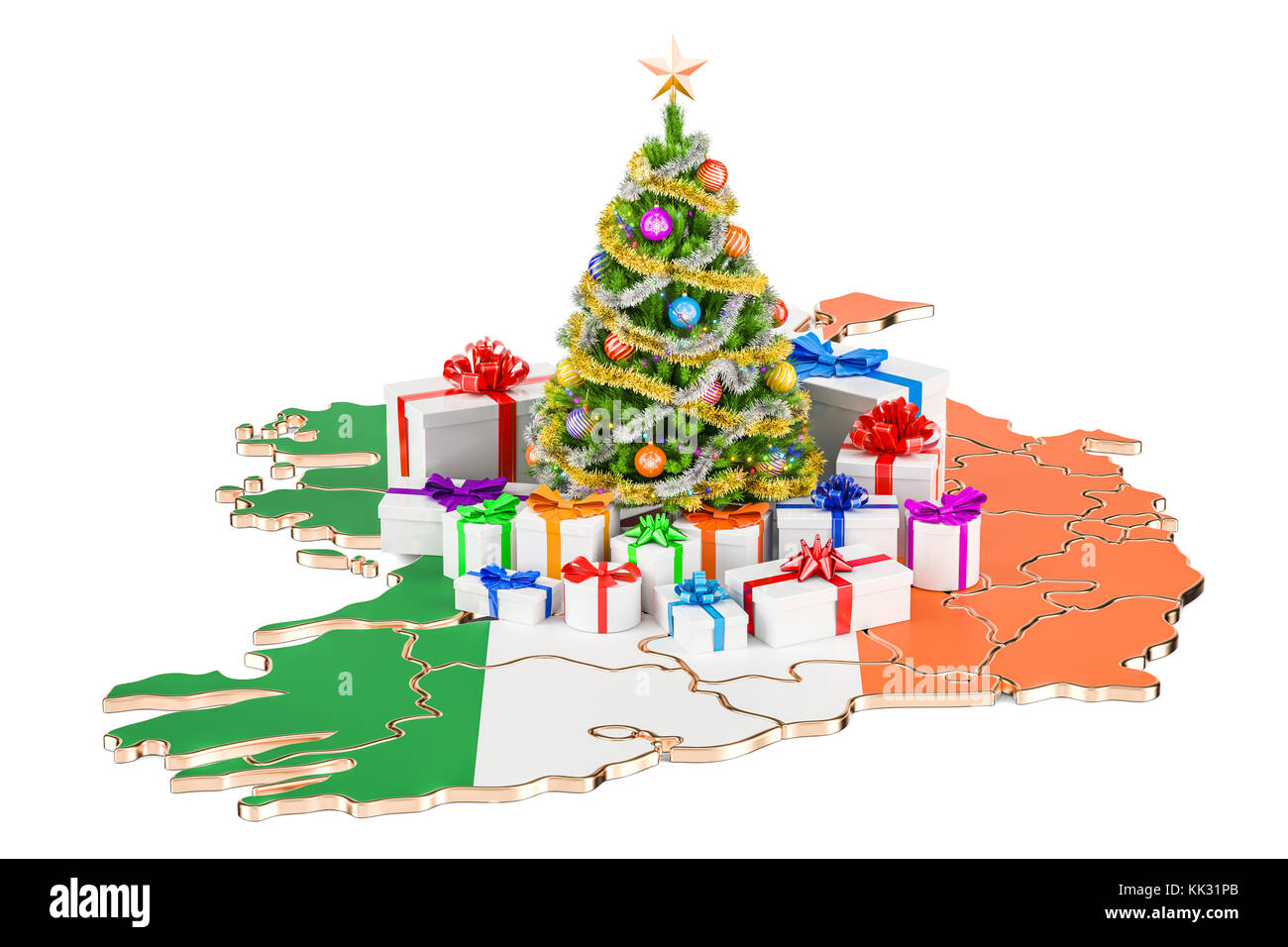 Christmas and New Year holidays in Ireland concept. 3D rendering ...