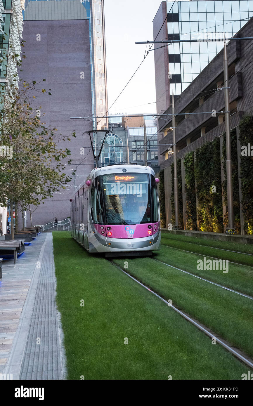 Birmingham tram line and commercial buildings at Snow Hill Stock Photo ...