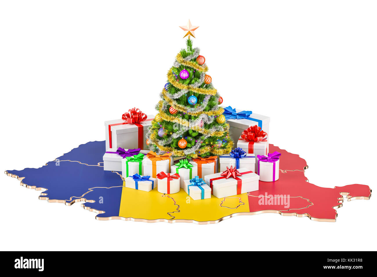 Christmas and New Year holidays in Romania concept. 3D rendering ...