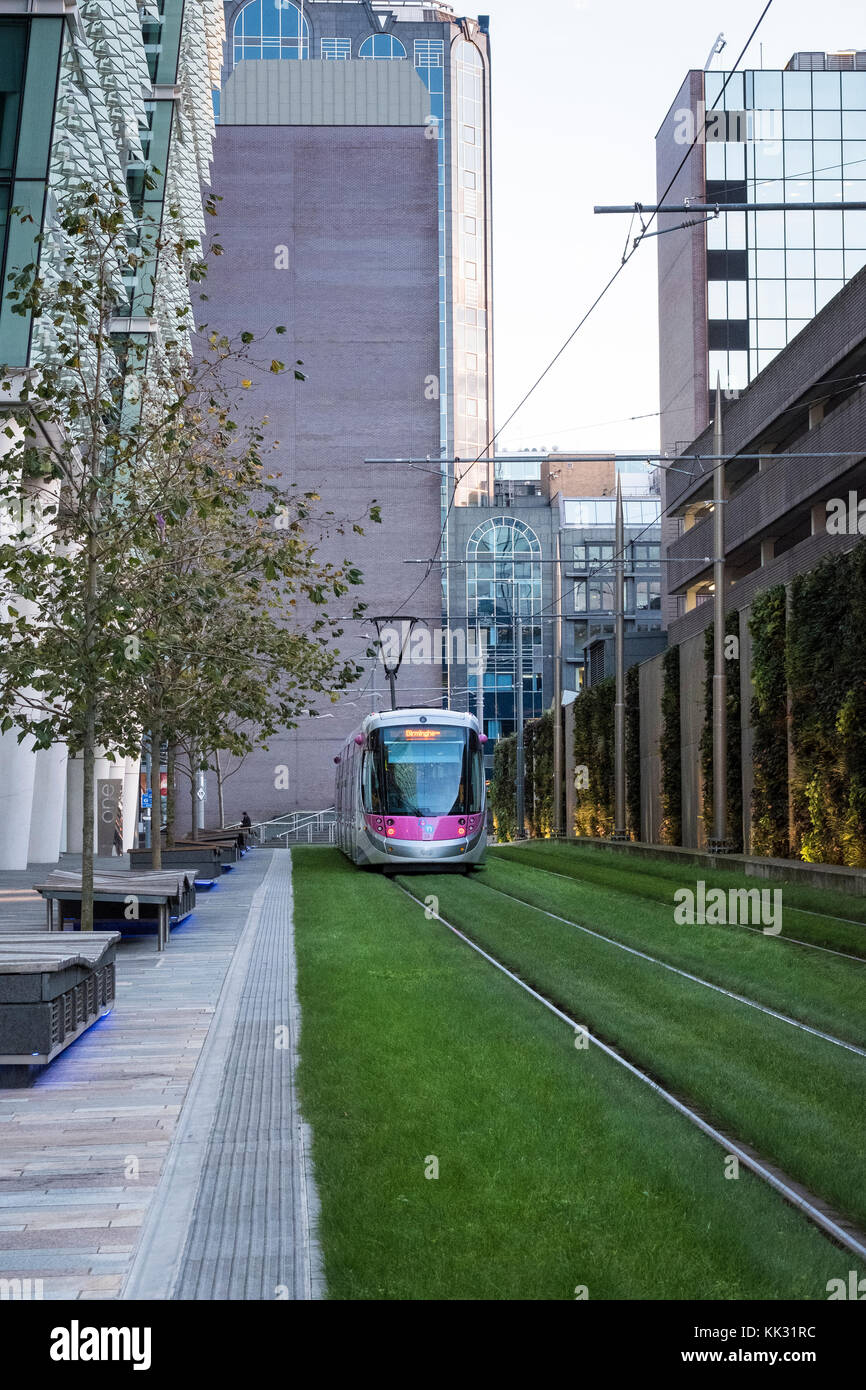Birmingham tram line and commercial buildings at Snow Hill Stock Photo ...