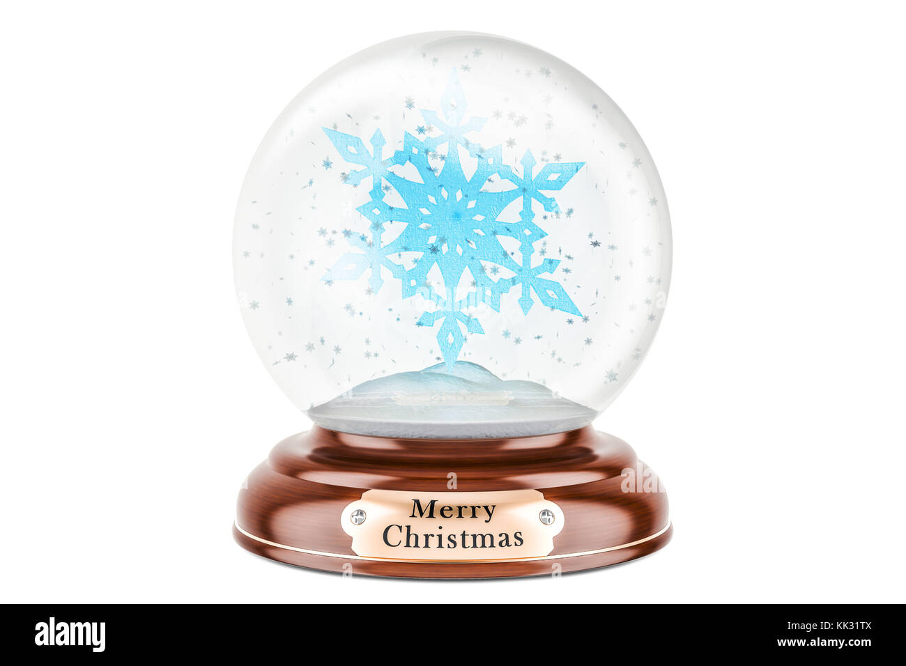 Christmas snow globe with snowflake inside, 3D rendering isolated on ...