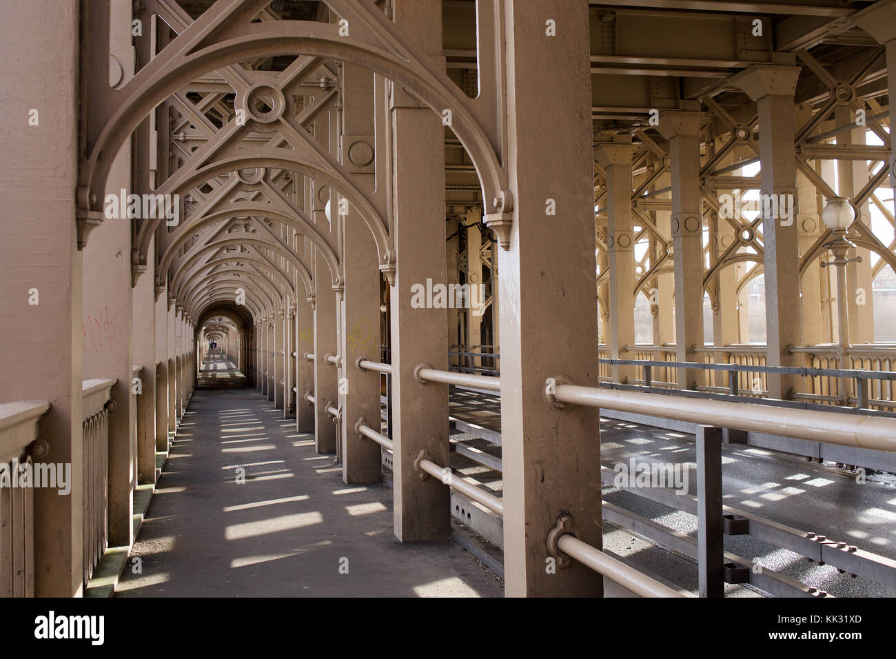 Footpath and road, part of the High Level Bridge in Newcastle-Upon-Tyne ...