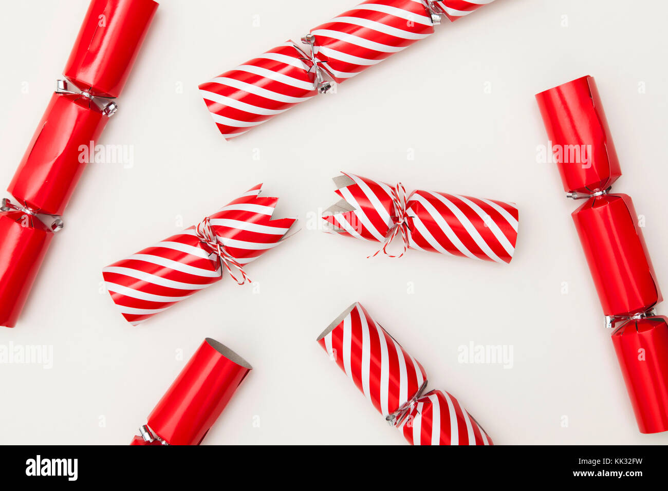 Christmas crackers on a white background crackers Stock Photo - Alamy
