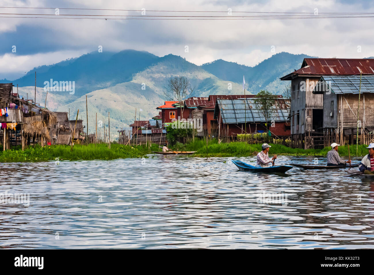 A village on the Inle Lake, Taunggyi, Myanmar Stock Photo - Alamy