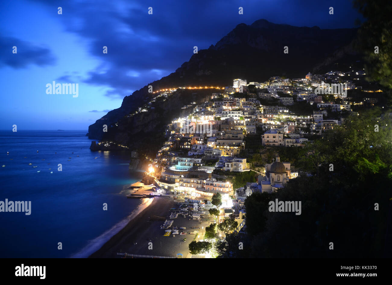 Evening view of Positano, Amalfi Coast, Campania, Italy Stock Photo - Alamy