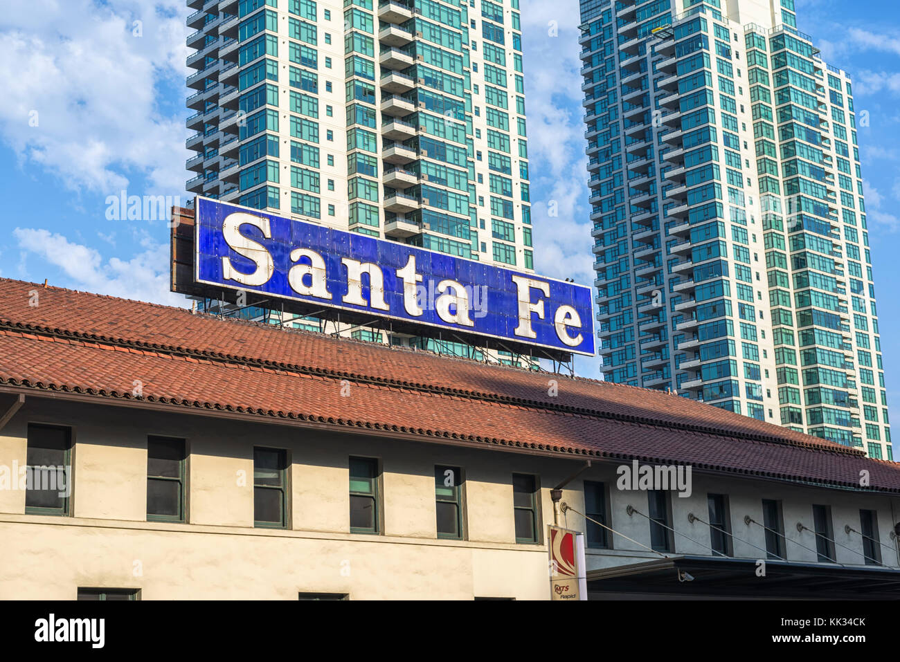 Santa Fe Depot train station sign. San Diego, California, USA Stock ...