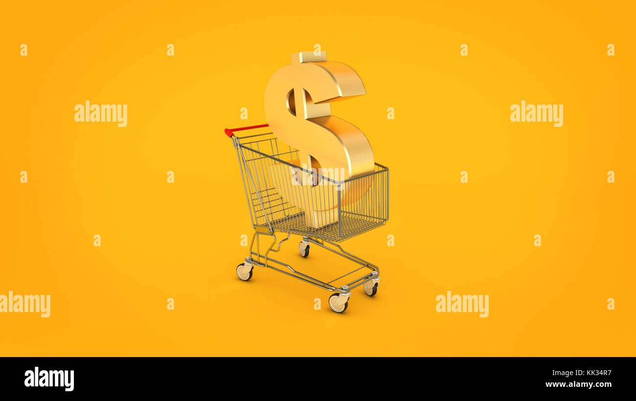 Dollar money trolley concept. 3d rendering Stock Photo - Alamy