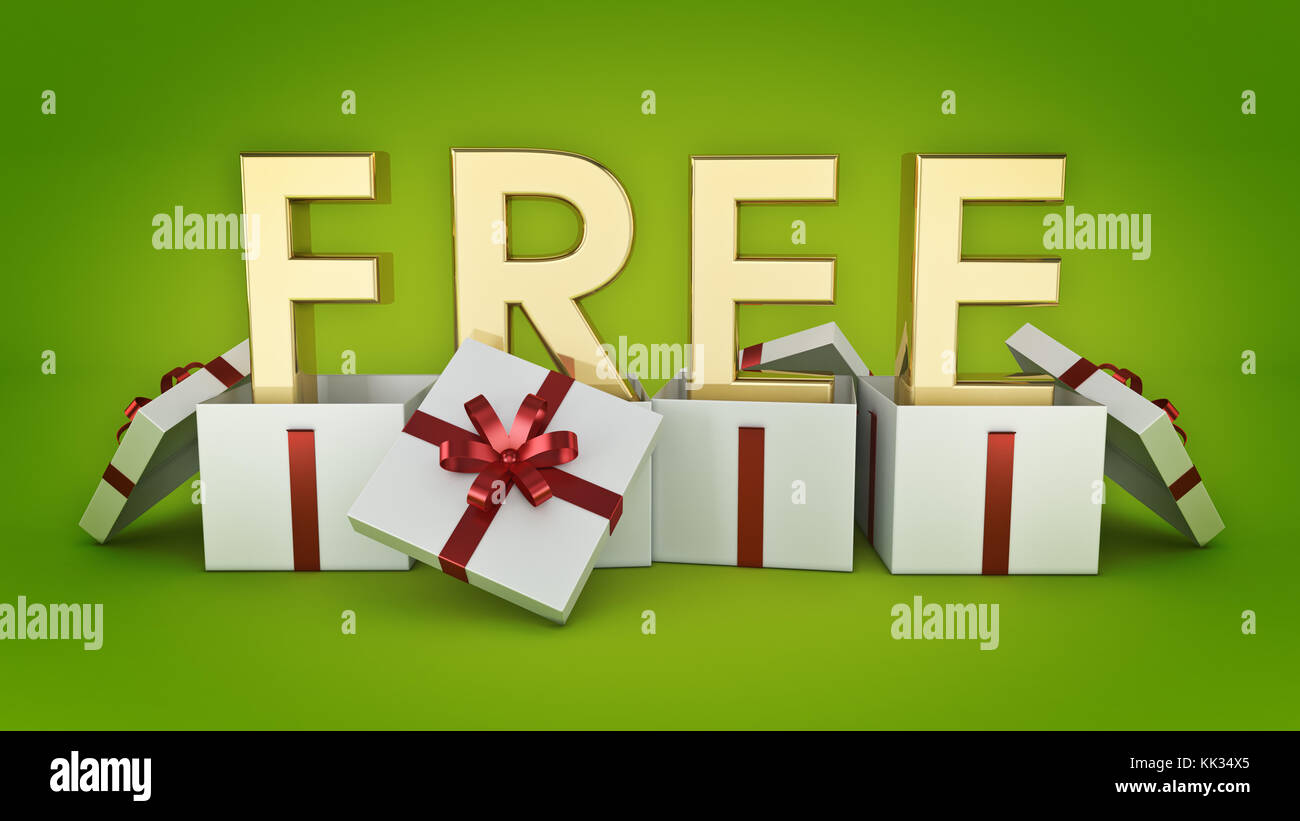 Gift box. concept free. 3d rendering Stock Photo - Alamy
