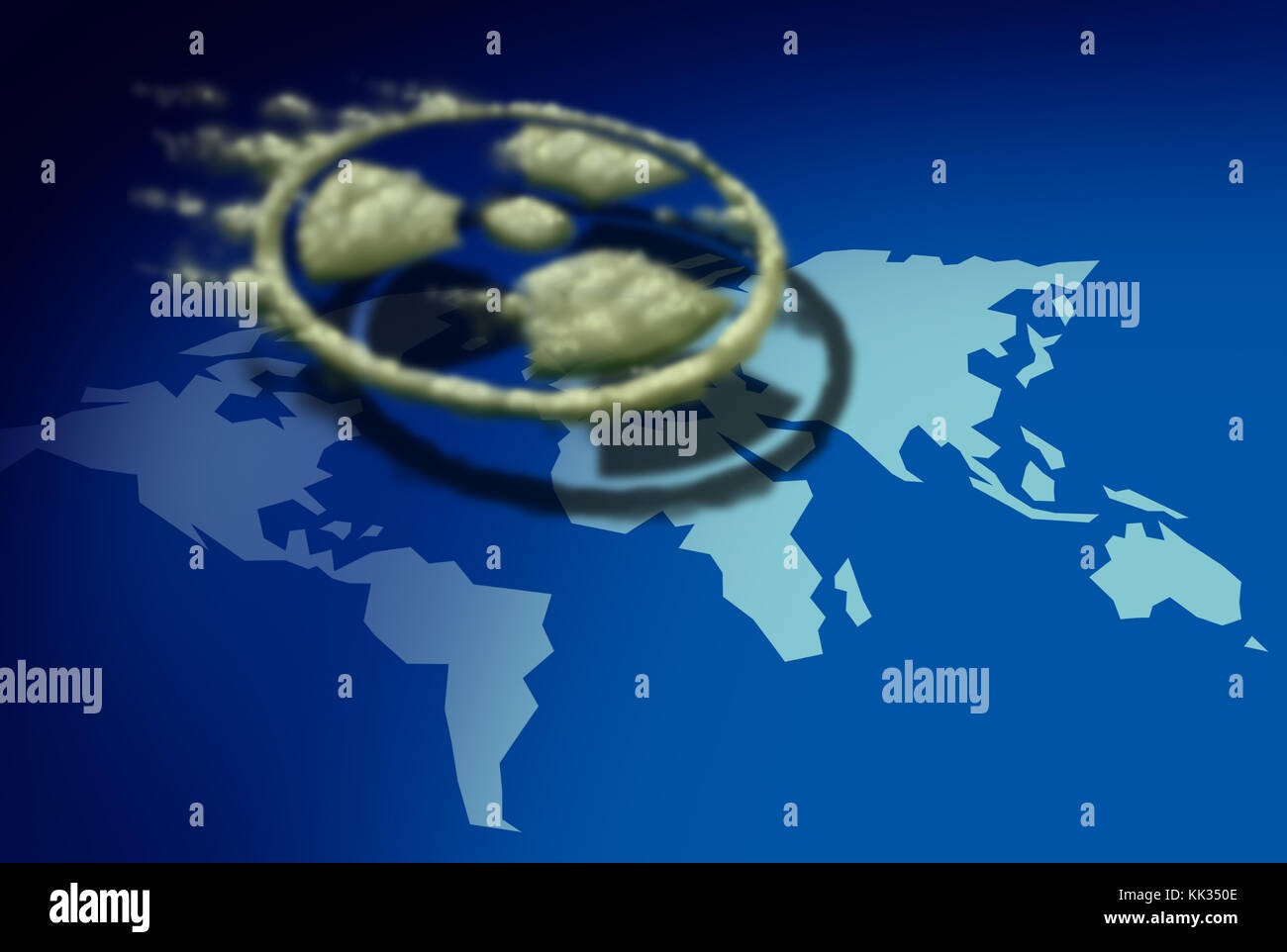 Nuclear fallout radioactive cloud over the world as a gas shaped as a ...