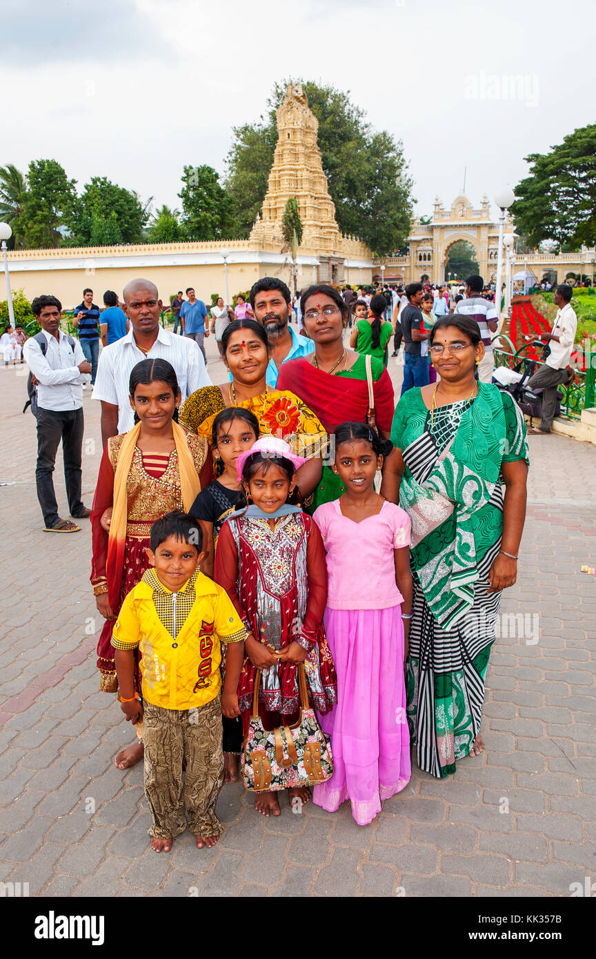 Indian family visiting Mysore Palace, Mysore, Karnataka, India Stock ...