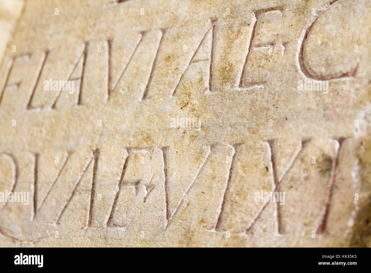 Pavia, Italy. November 11 2017. Rythmic epitaph on the marble ...