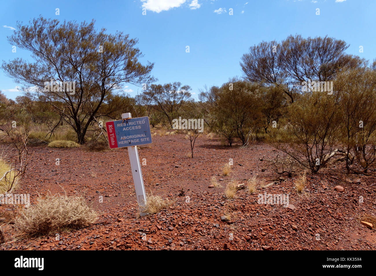 Aboriginal heritage site sign, Pilbara, Western Australia Stock Photo ...