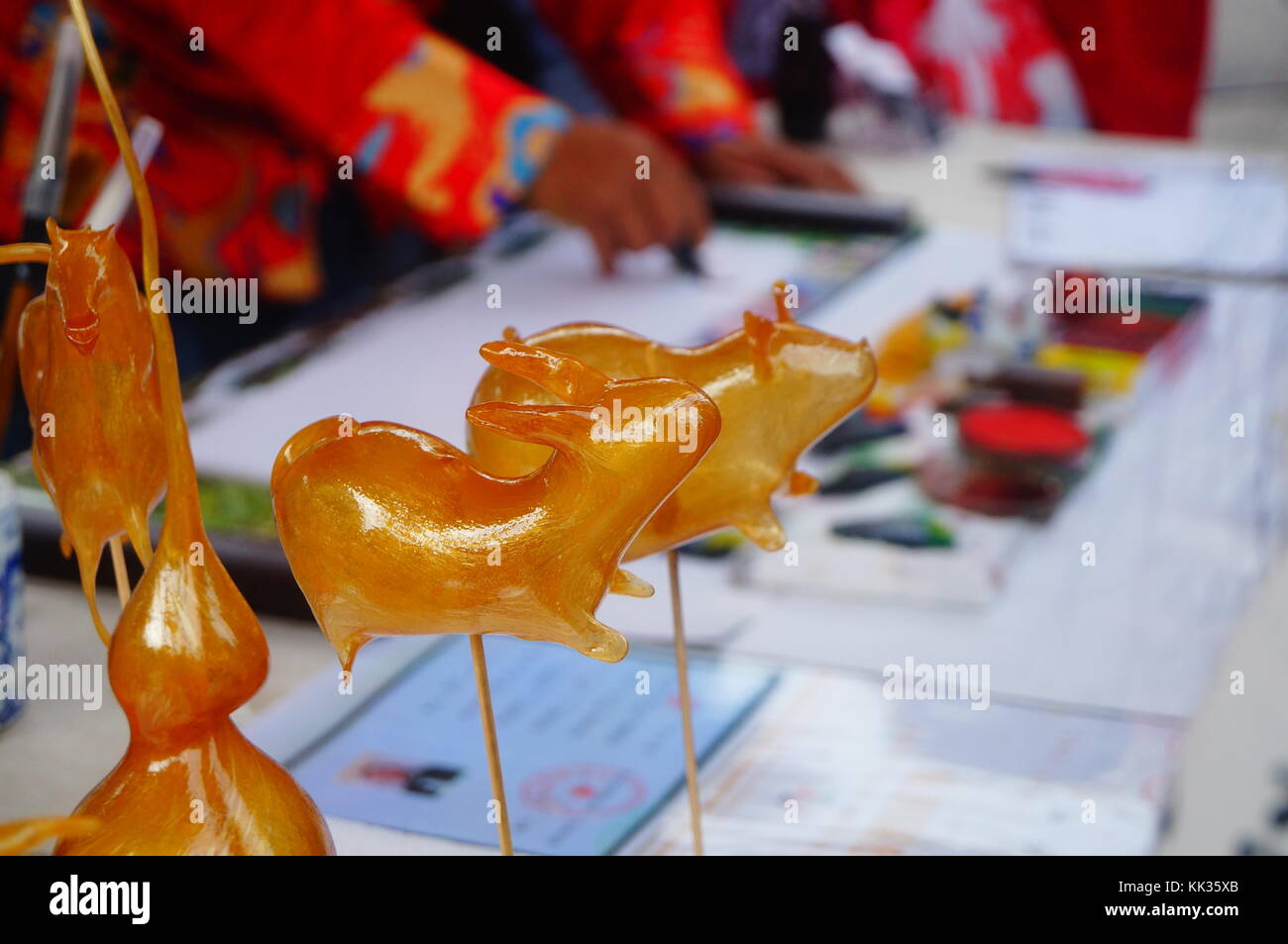 Chinese traditional sugar people, have lovely animal modeling Stock ...