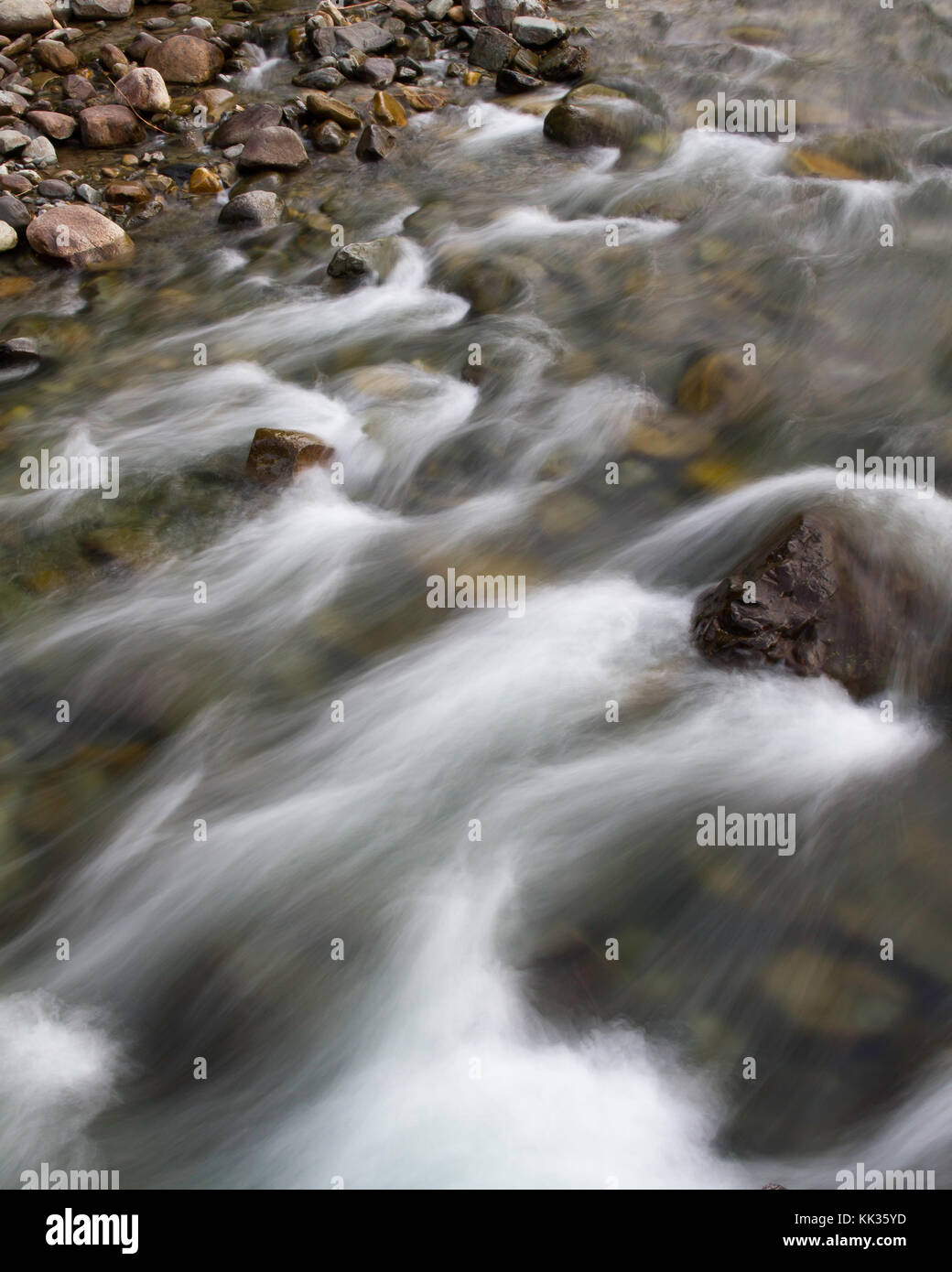 Stream flowing over rocks, movement of water Stock Photo - Alamy