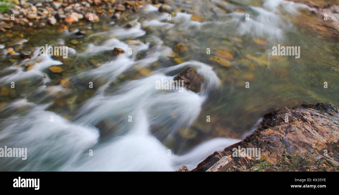 Panorama of a stream flowing over rocks Stock Photo - Alamy