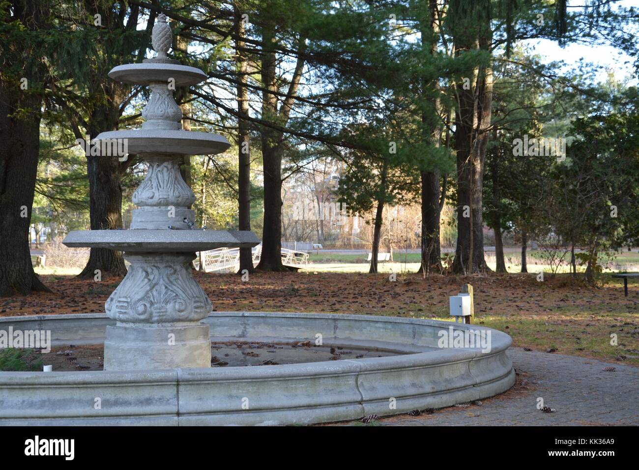 Victorian arched bridges, islands and fountains in Crandall Park in ...