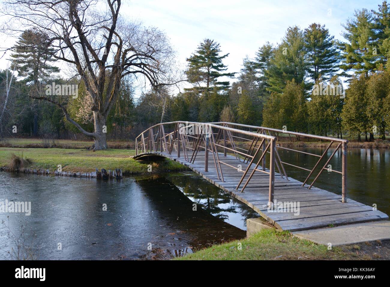 Victorian arched bridges, islands and fountains in Crandall Park in ...