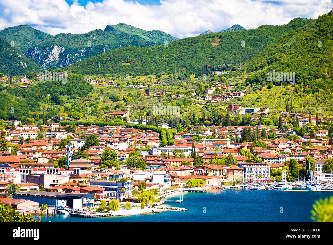 Town of Salo on Garda lake view, Lombardy region of Italy Stock Photo ...