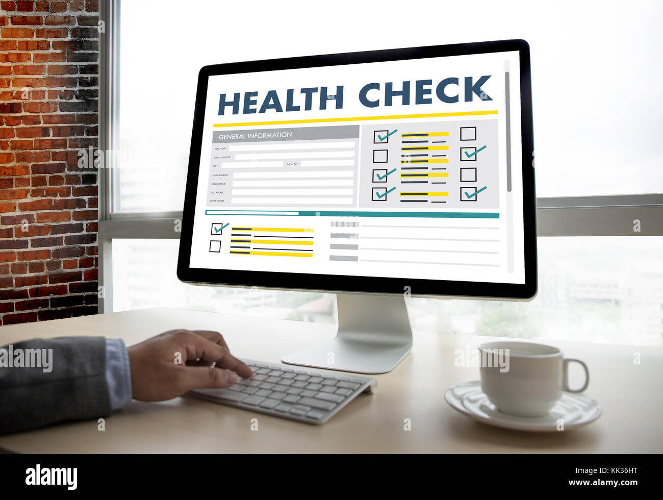 Digital HEALTH CHECK Concept working with computer interface as medical ...