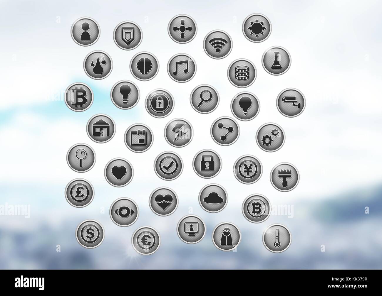 Digital composite of Various app icons in city office Stock Photo - Alamy