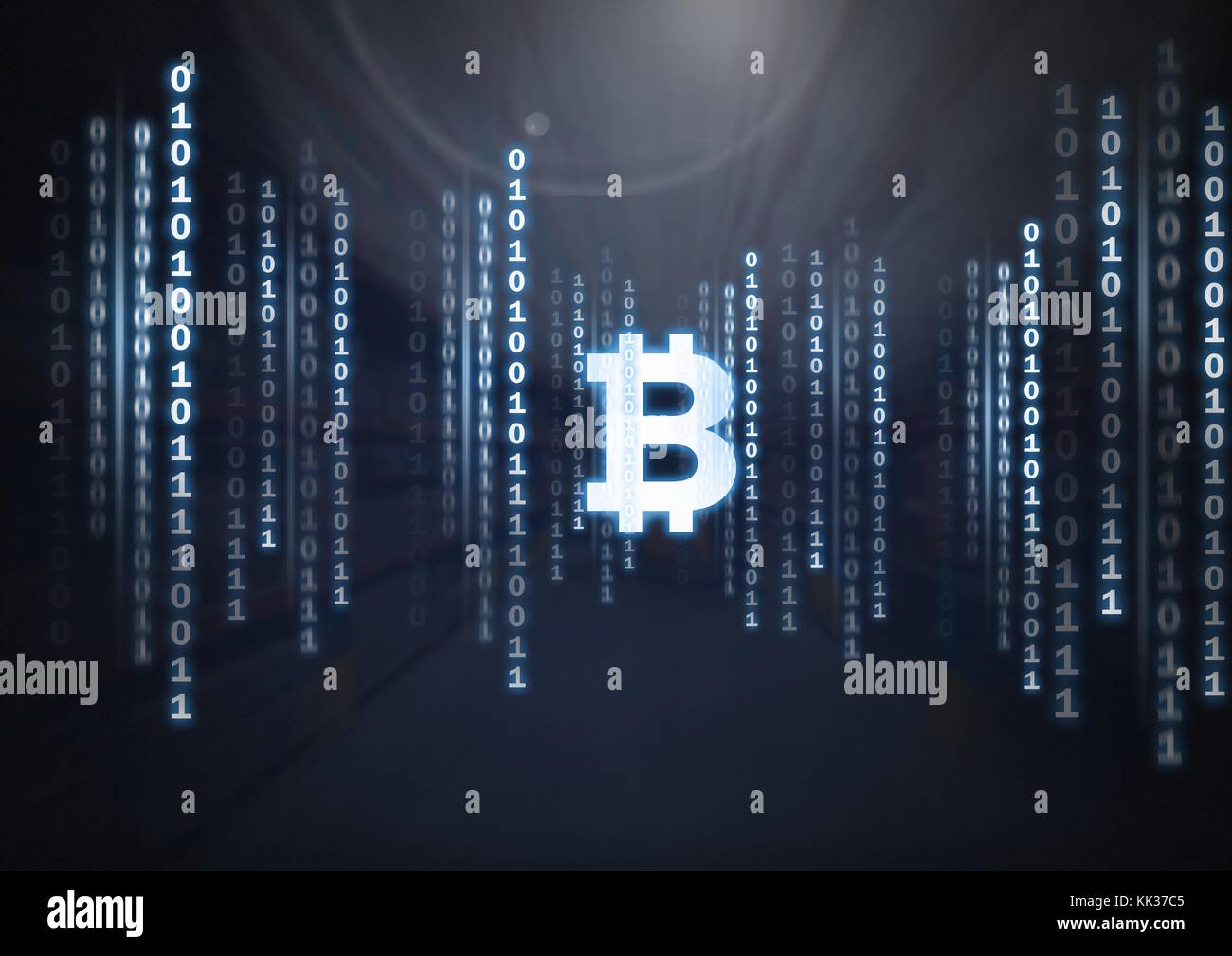 Digital composite of Bitcoin icon and binary code lines Stock Photo - Alamy