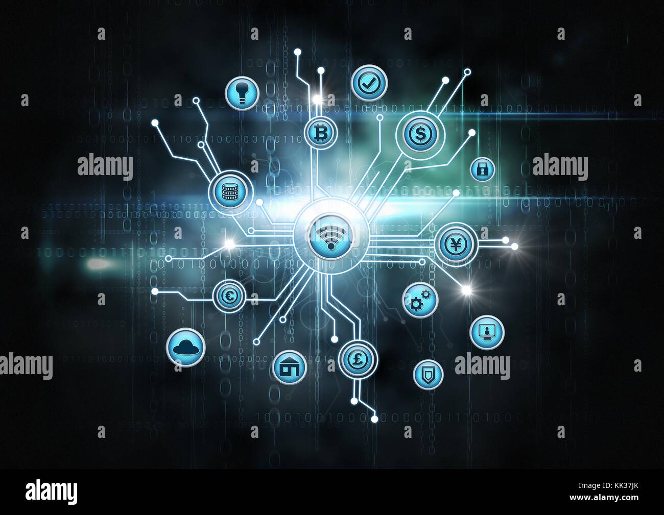 Digital composite of Futuristic business icons connected Stock Photo ...
