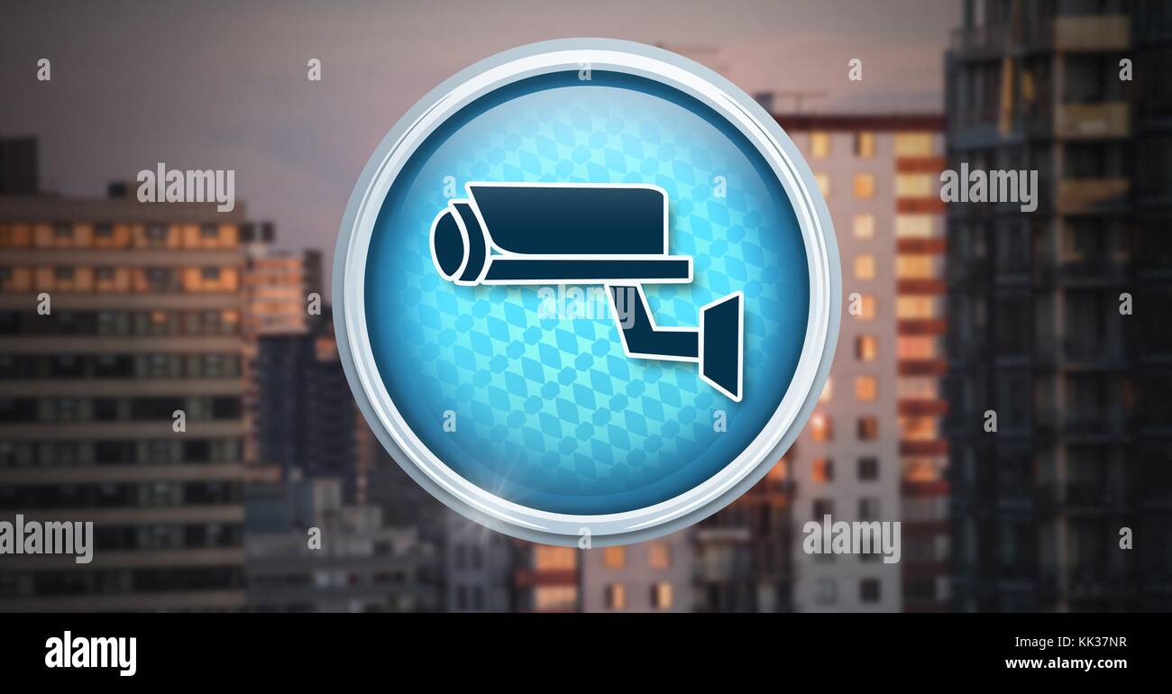 Digital composite of Security camera icon in city Stock Photo - Alamy