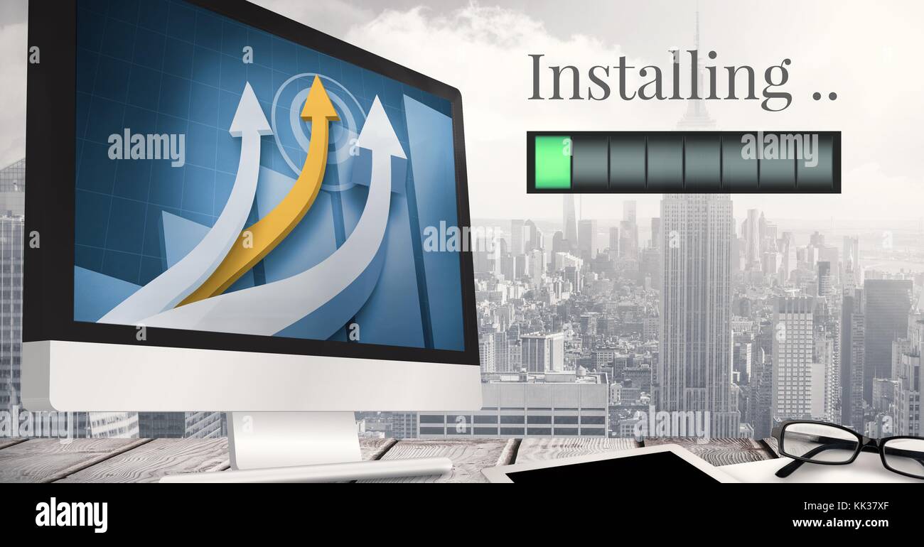 Digital composite of Installing progress status power bar and computer ...