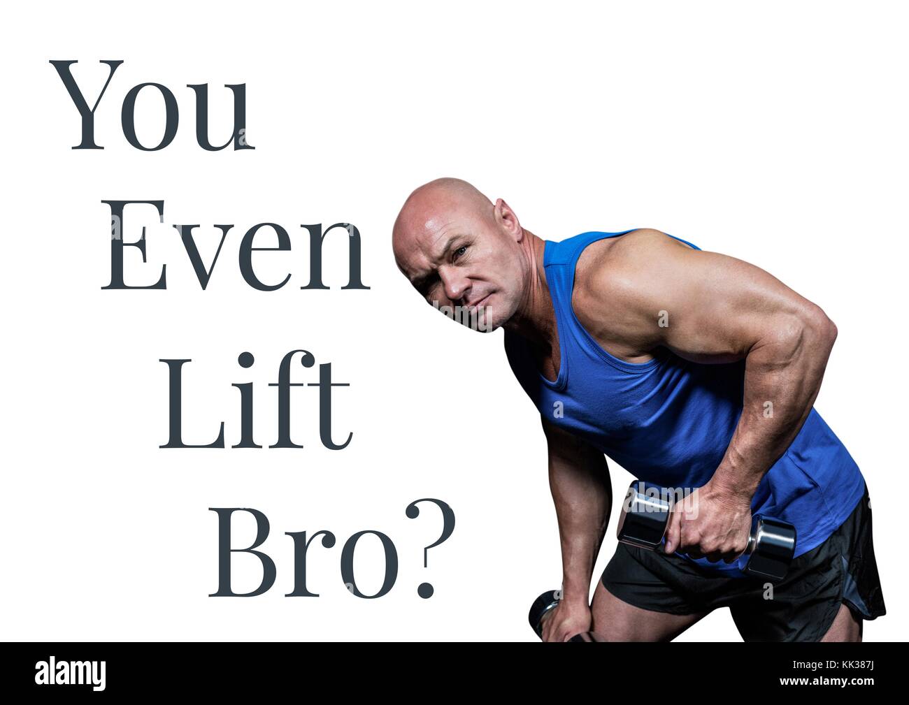 Digital composite of You Lift Bro? text and bodybuilder lifting weights ...