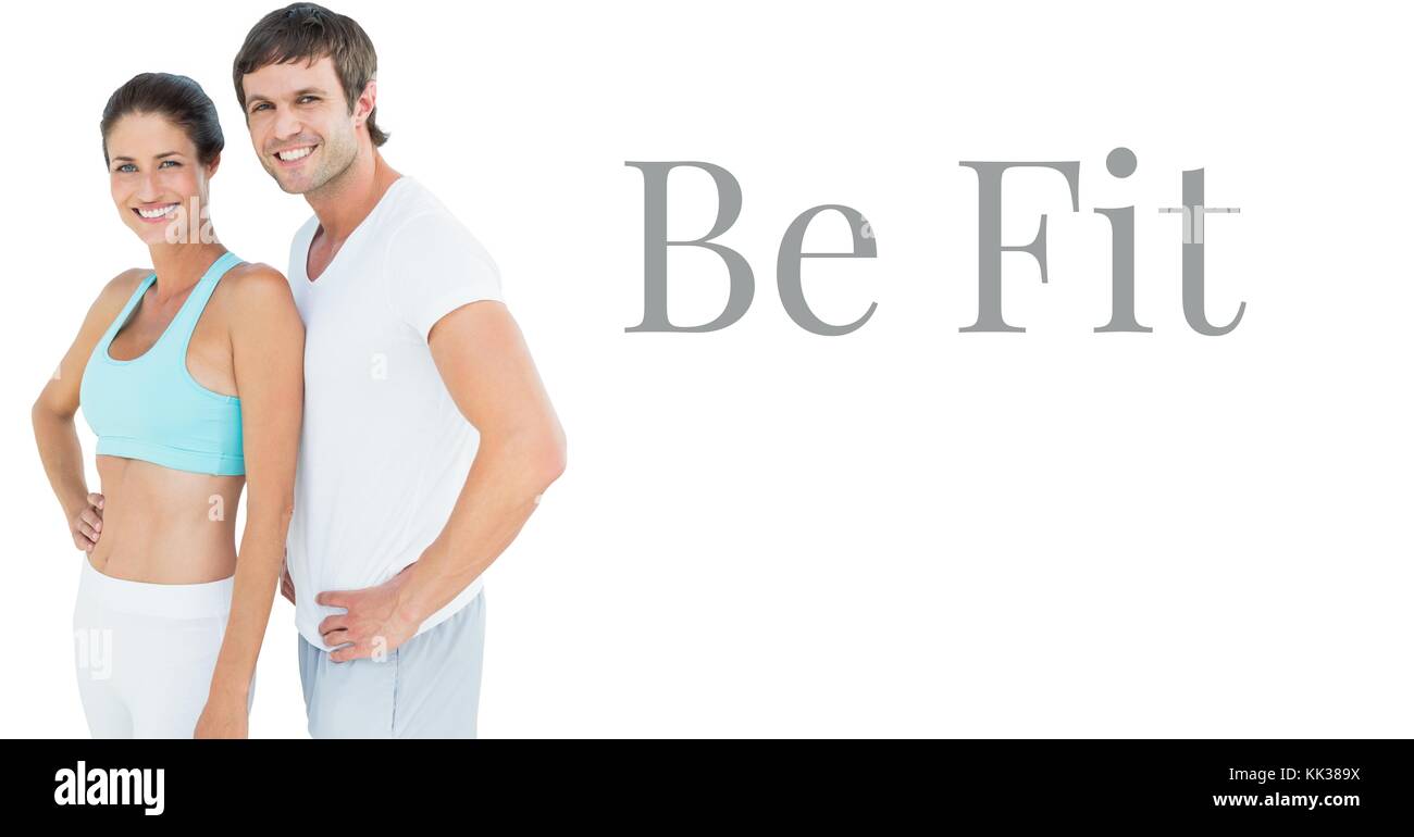 Digital composite of Be fit text and fitness couple Stock Photo - Alamy