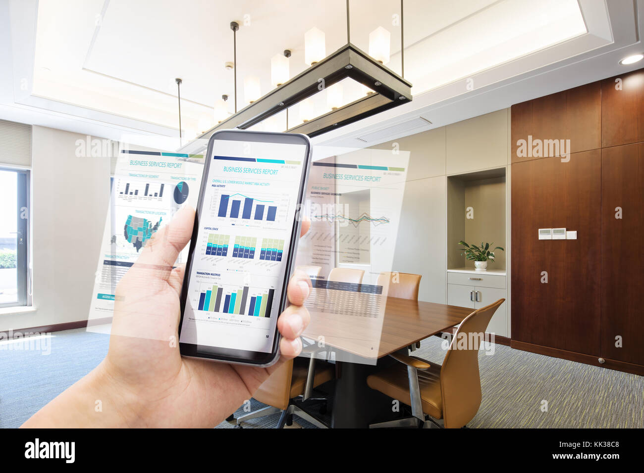 smart phone with mobile office in modern office Stock Photo - Alamy