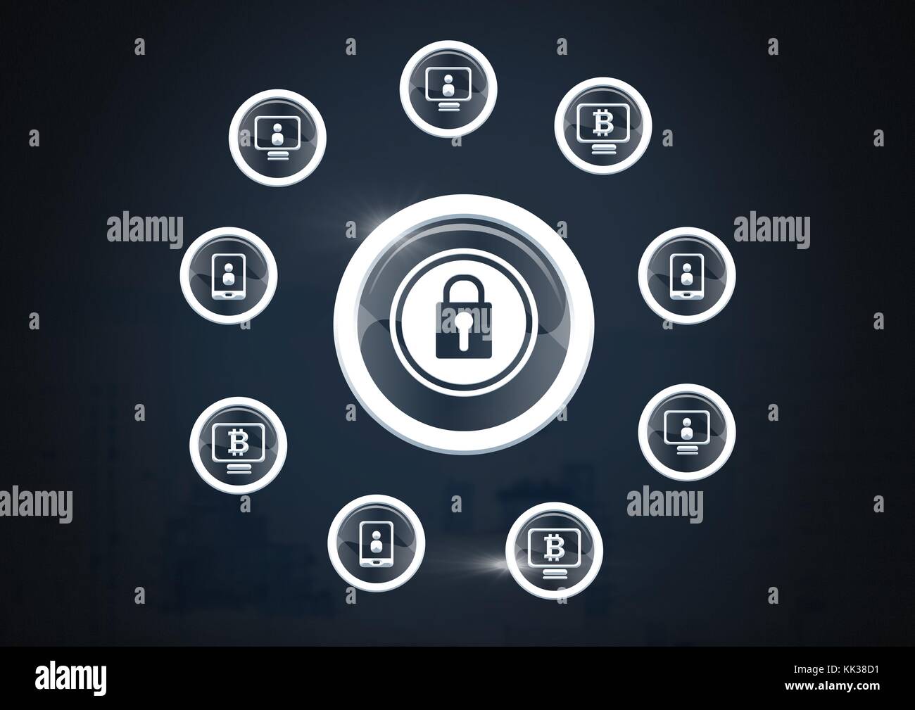 Digital composite of Security lock icon and device icons Stock Photo ...