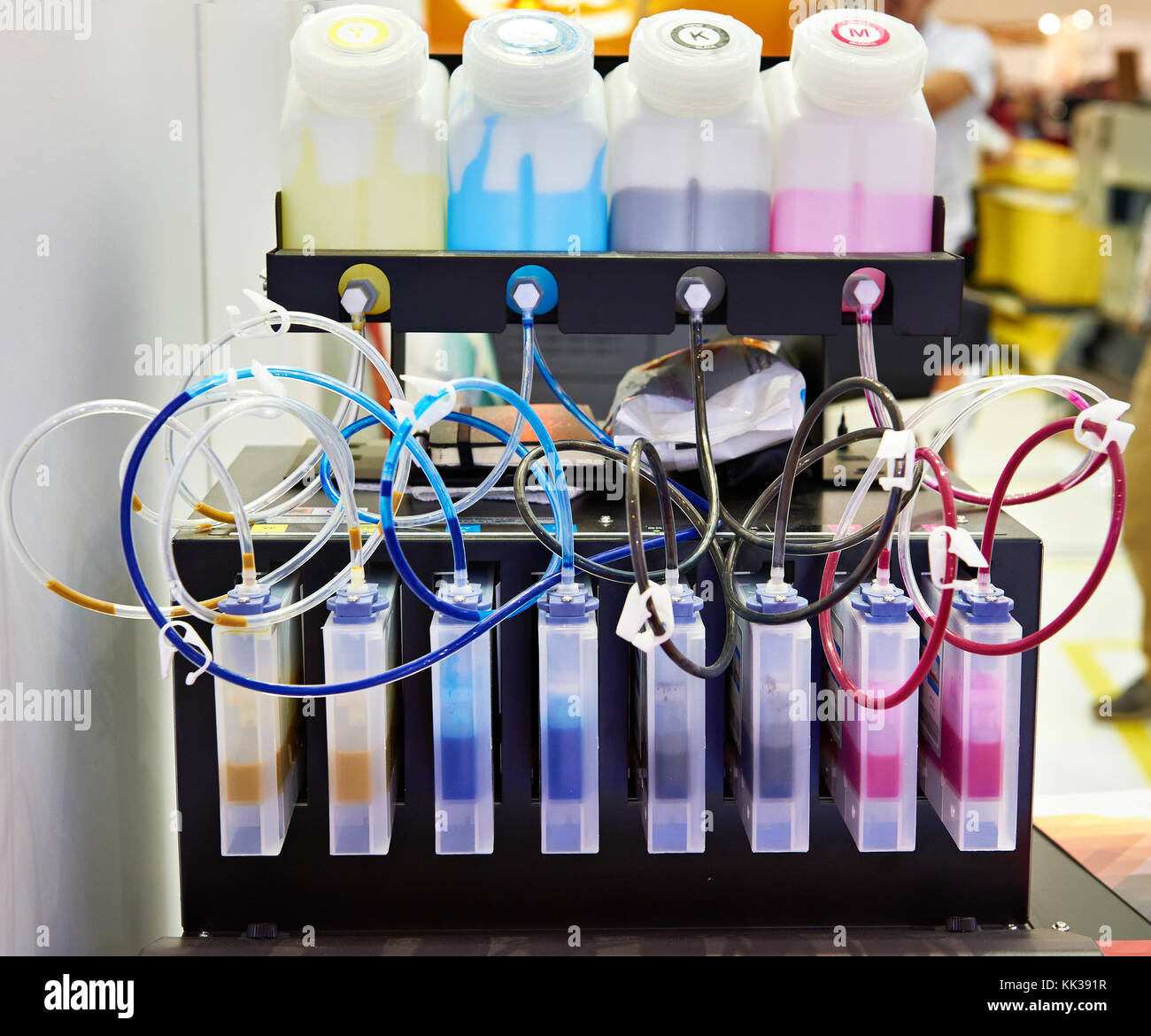 Ink in cartridges for plotter closeup Stock Photo - Alamy