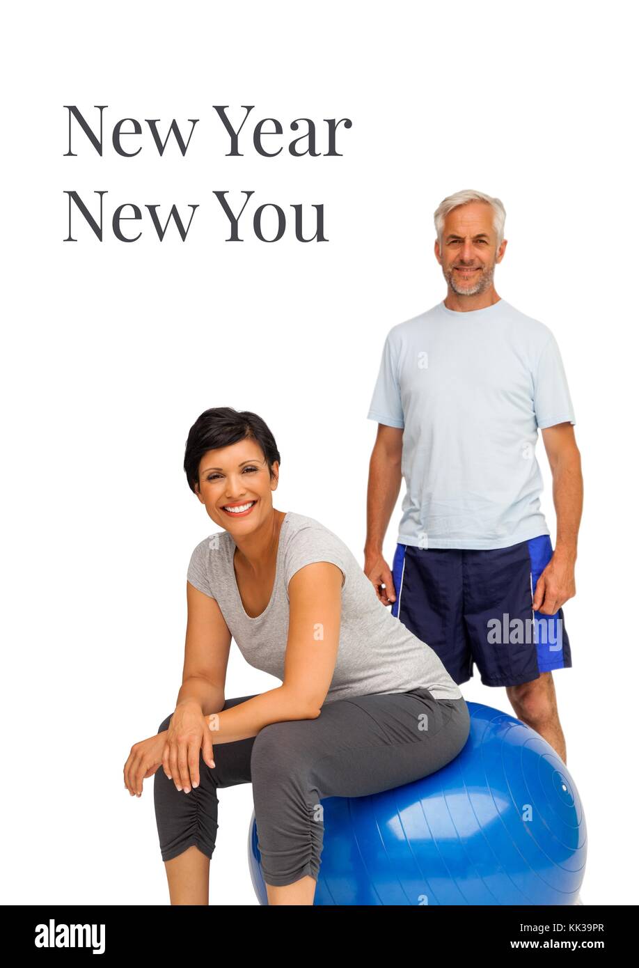 Digital composite of New Year and new You text with fitness couple ... Digital composite of New Year and new You text with fitness couple ...