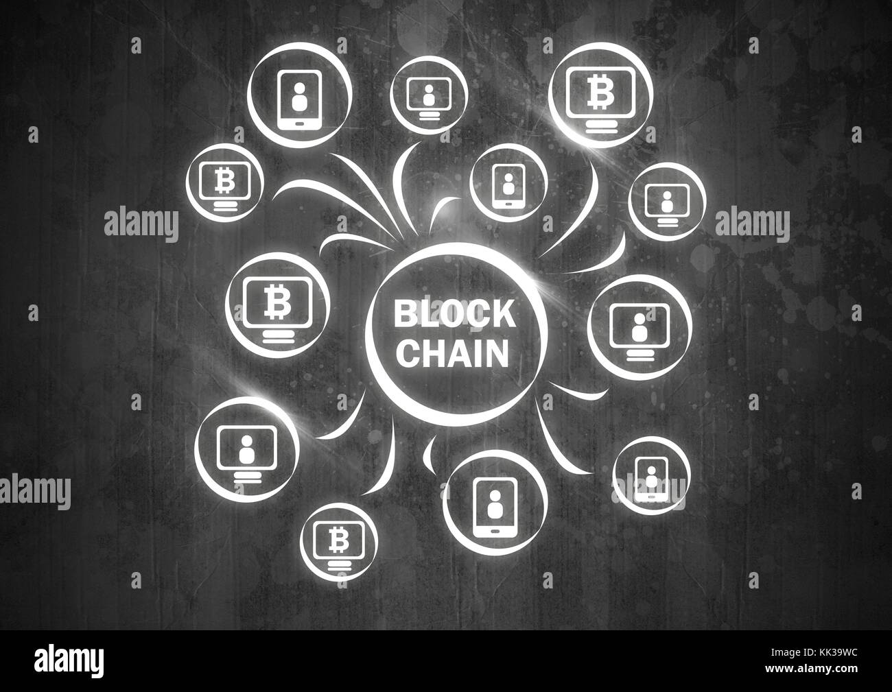 Digital composite of blockchain graphic icon on stone background Stock ...