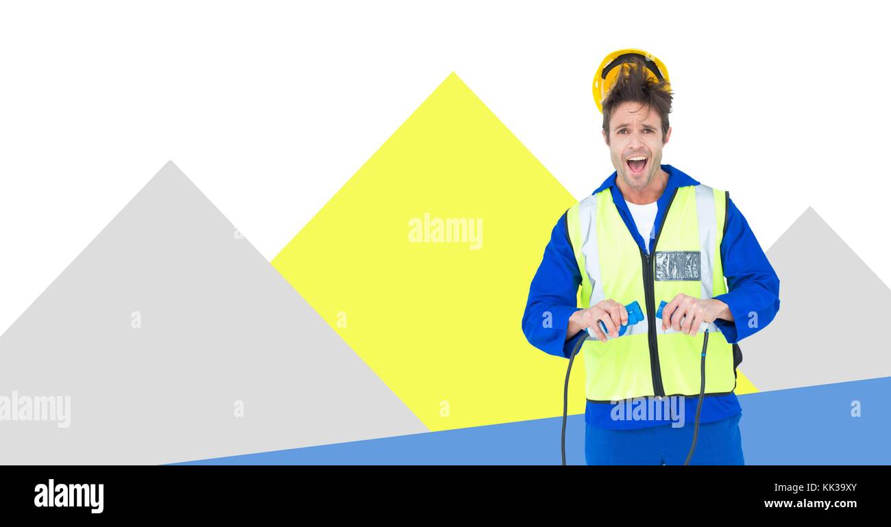 Digital composite of Electrician with minimal shapes Stock Photo - Alamy
