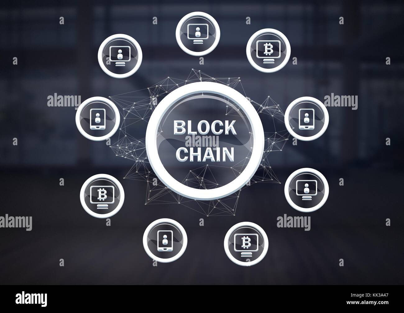 Digital composite of Blockchain icons network Stock Photo - Alamy