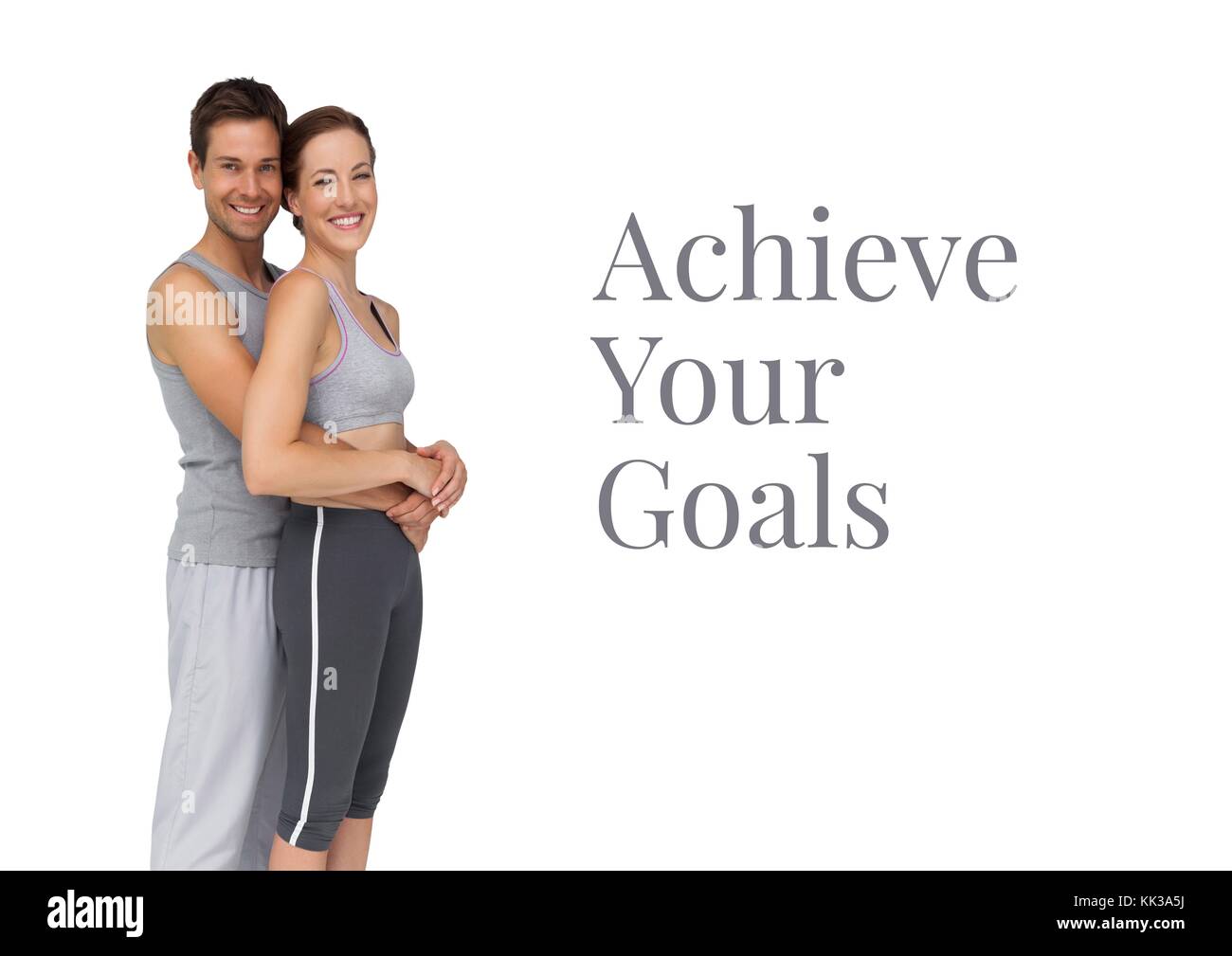 Digital composite of Achieve you goals text and fitness couple Stock ...