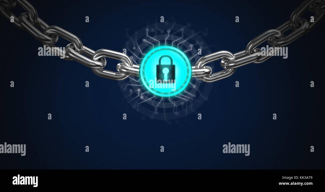 Digital composite of Chain holding security lock graphic icon Stock ...