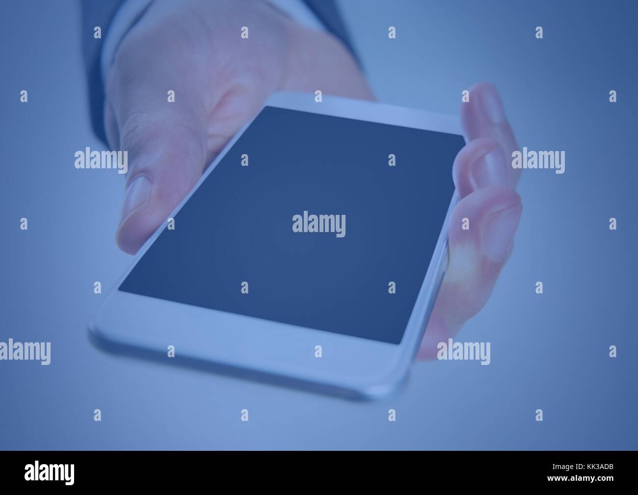 Digital composite of hand holding phone Stock Photo - Alamy