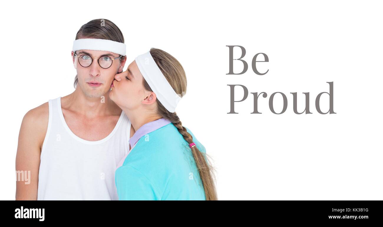 Digital composite of Be proud text and fitness couple Stock Photo - Alamy
