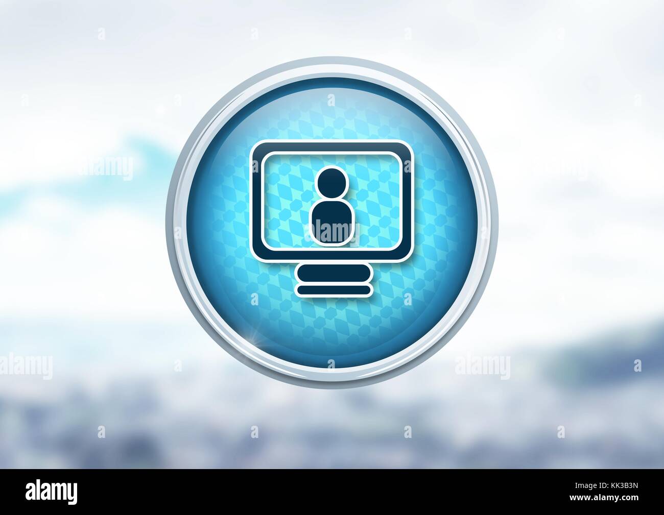 Digital composite of Computer profile icon in city office Stock Photo ...