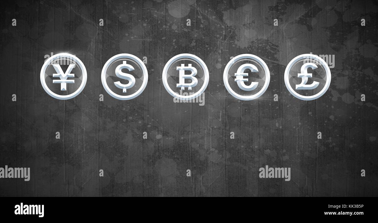 Digital composite of International Currency icons on stone background ...