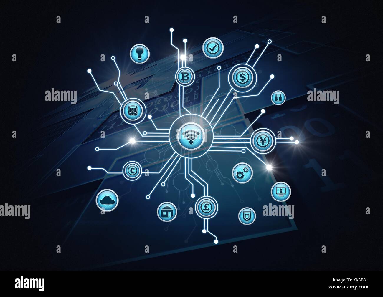 Digital composite of Business icons connected Stock Photo - Alamy